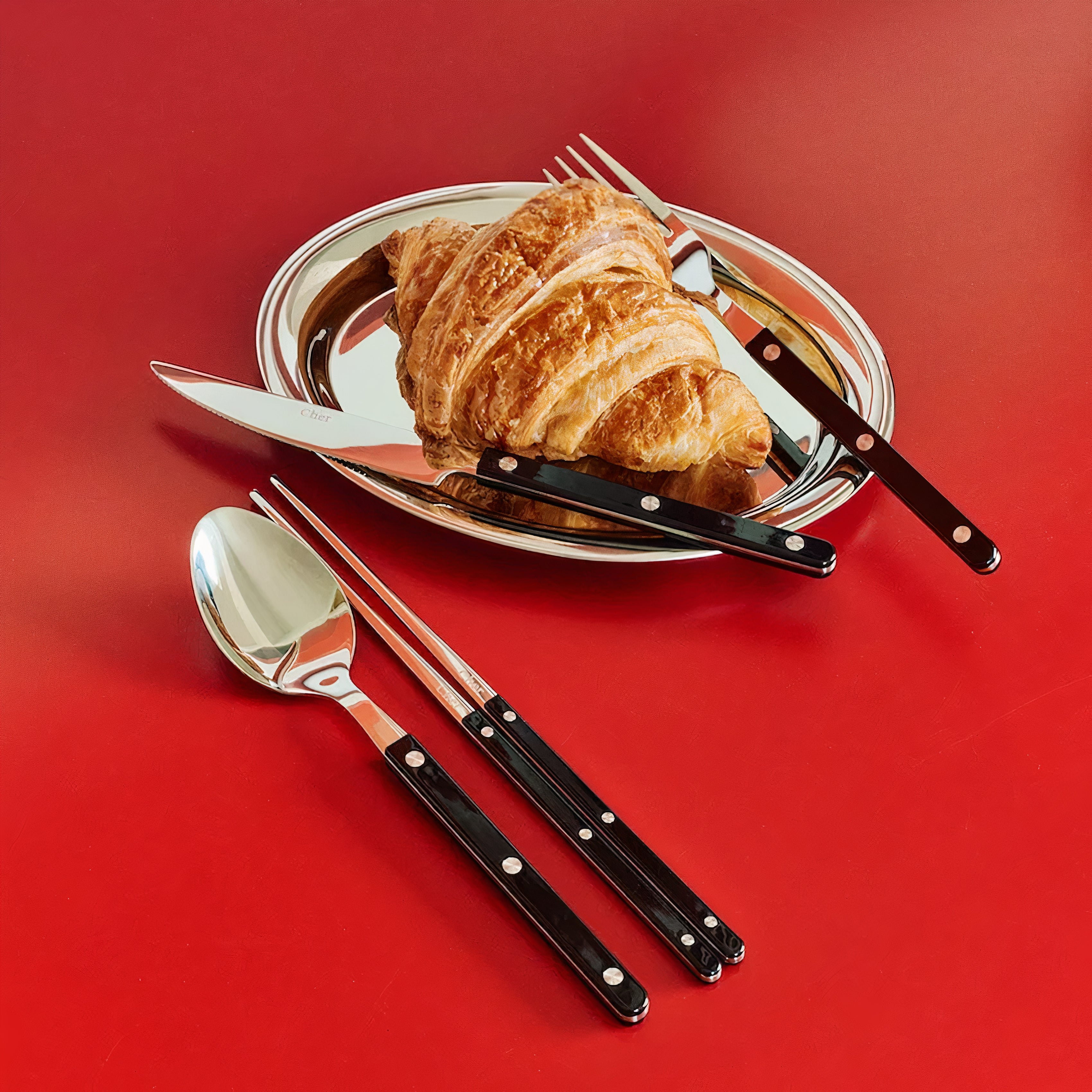Modern 4-Piece Flatware Set with Colored Handles, Set for 2 (16 Colors) – Ohouse USA